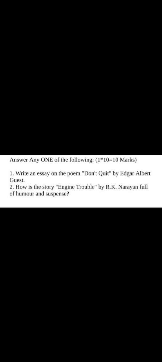 Answer Any ONE of the following: (1*10=10 Marks) Write an essay on the p..