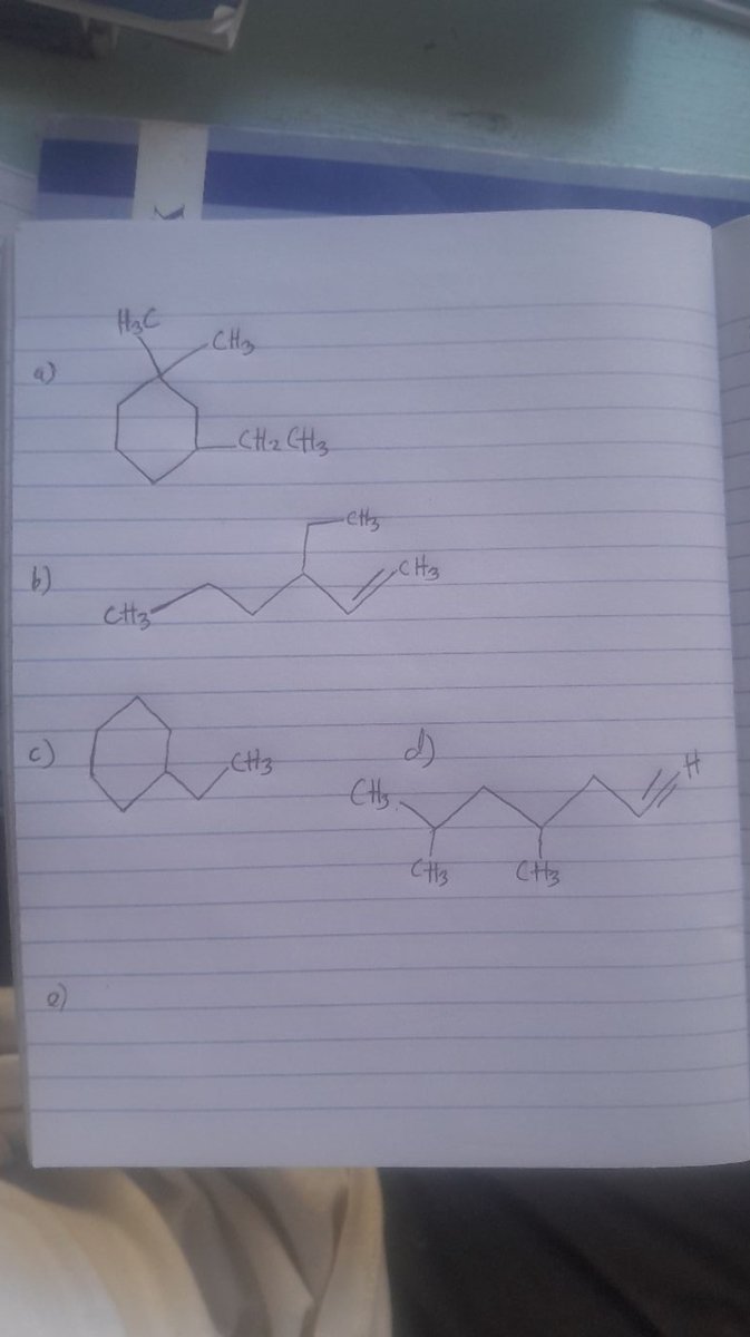 The image shows four chemical structures labeled a), b), c), and d). The