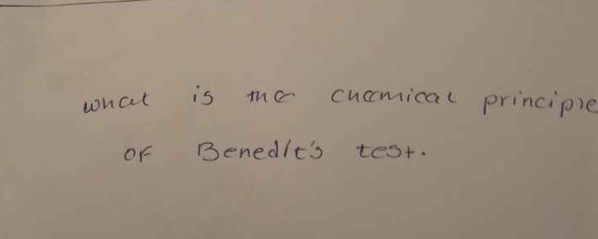 What is the chemical principle of Benedict's test? | Filo