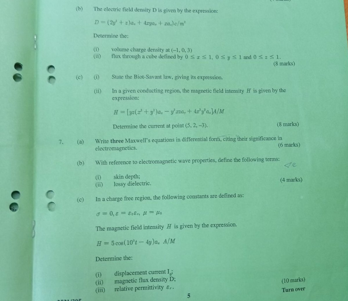 (a) Write three Maxwell's equations in differential form, citing their si..
