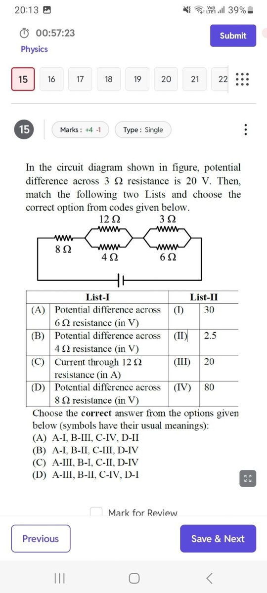 In the circuit diagram shown in figure, potential difference across 3 Ω r..