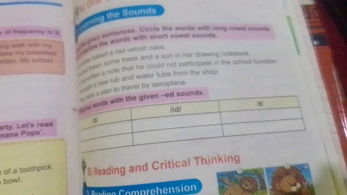 A) Oral Learning the Sounds In the given sentences, Circle the words wit..