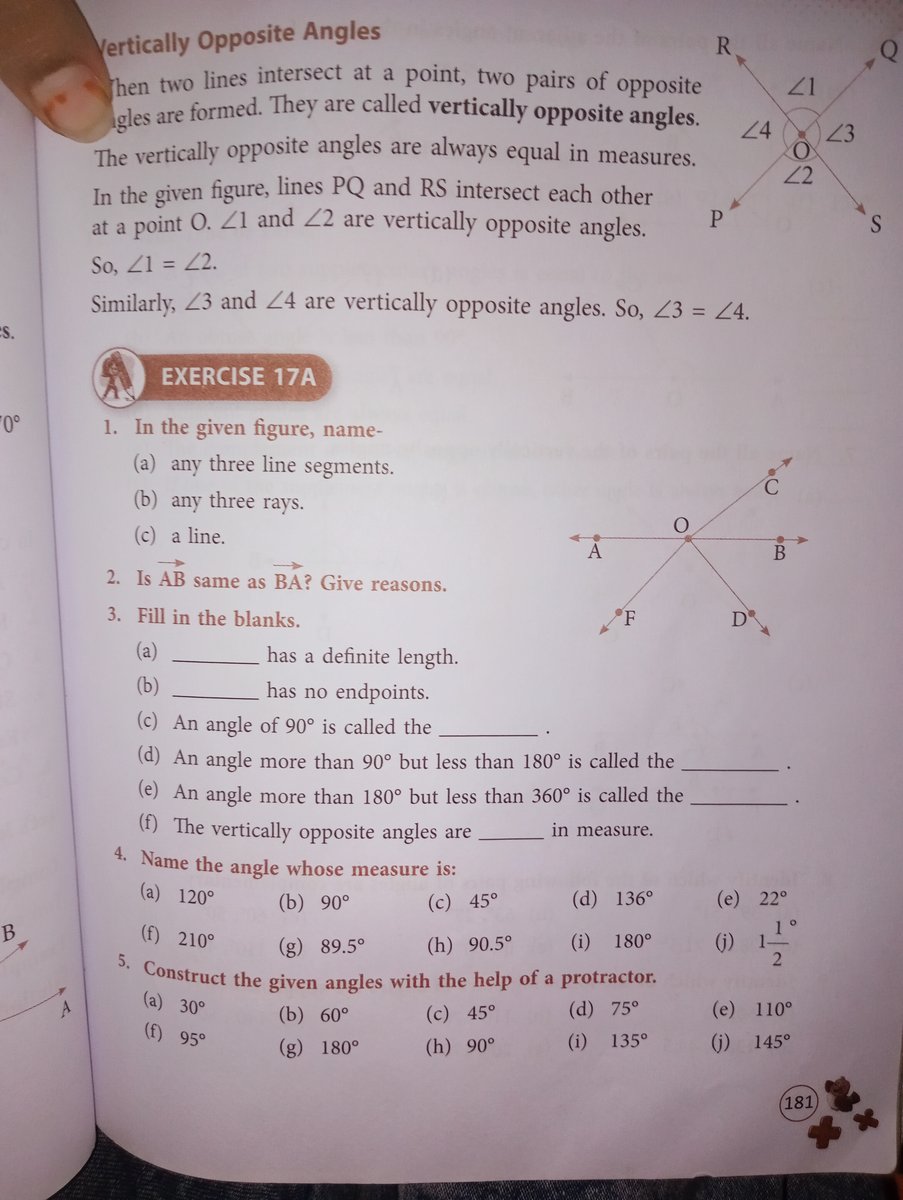 Here's an exercise on Vertically Opposite Angles and basic geometry conce..