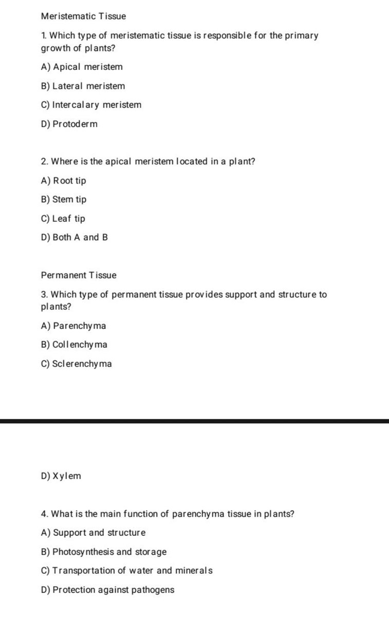 Meristematic Tissue Which type of meristematic tissue is responsible for..