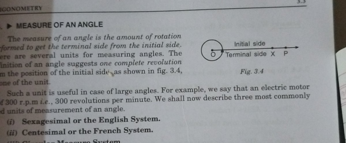 MEASURE OF AN ANGLE The measure of an angle is the amount of rotation fo..