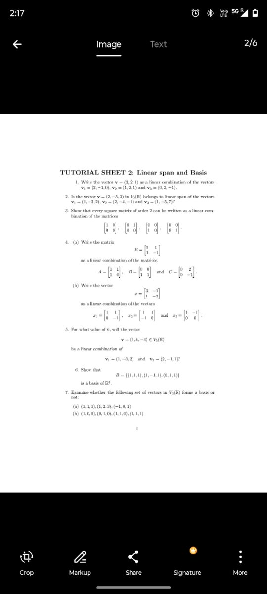TUTORIAL SHEET 2: Linear span and Basis Write the vector v = (3, 2, 1) a..