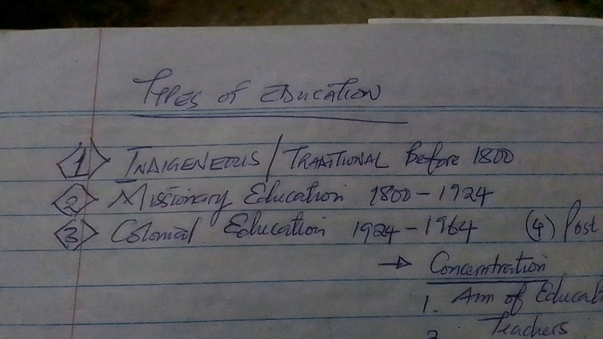 Types of Education Indigenous/Traditional Before 1800 Missionary Educati..
