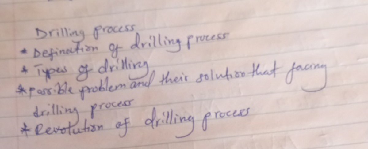 Drilling process Definition of drilling process Types of drilling Possibl..