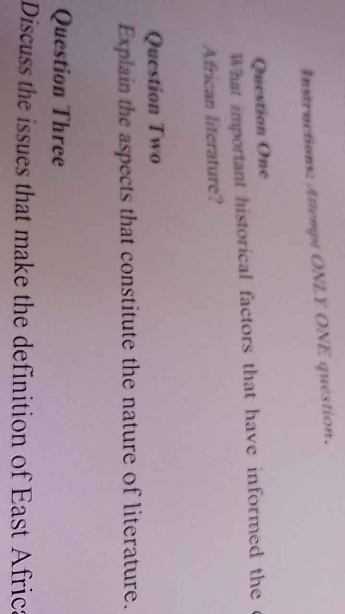 Instructions: Attempt ONLY ONE question. Question One What important his..