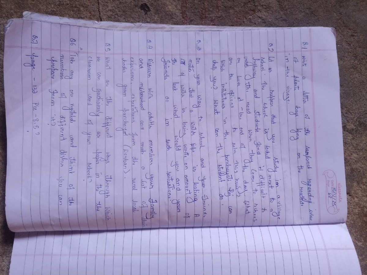 Here are several questions: Q.1 Write a letter to the Sarpanch regarding..