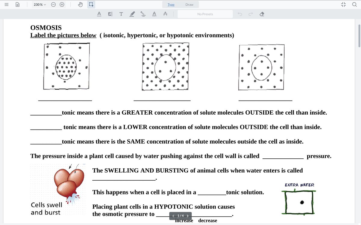 OSMOSIS Label the pictures below (isotonic, hypertonic, or hypotonic env..