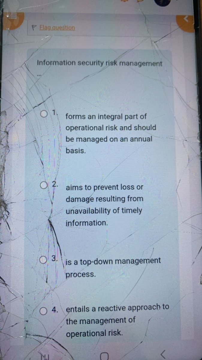 Information security risk management forms an integral part of operation..