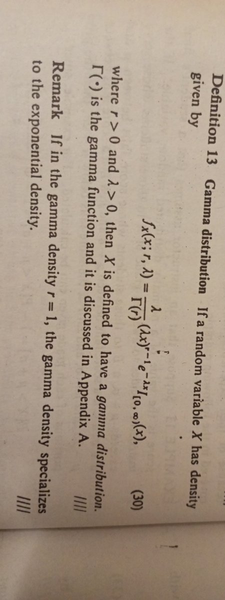 Definition 13 Gamma distribution If a random variable X has density given..
