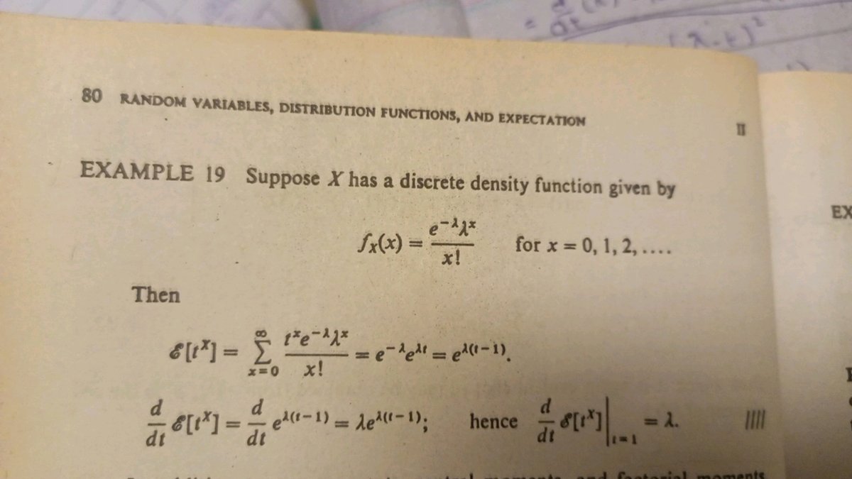 EXAMPLE 19 Suppose X has a discrete density function given by f_x(x)