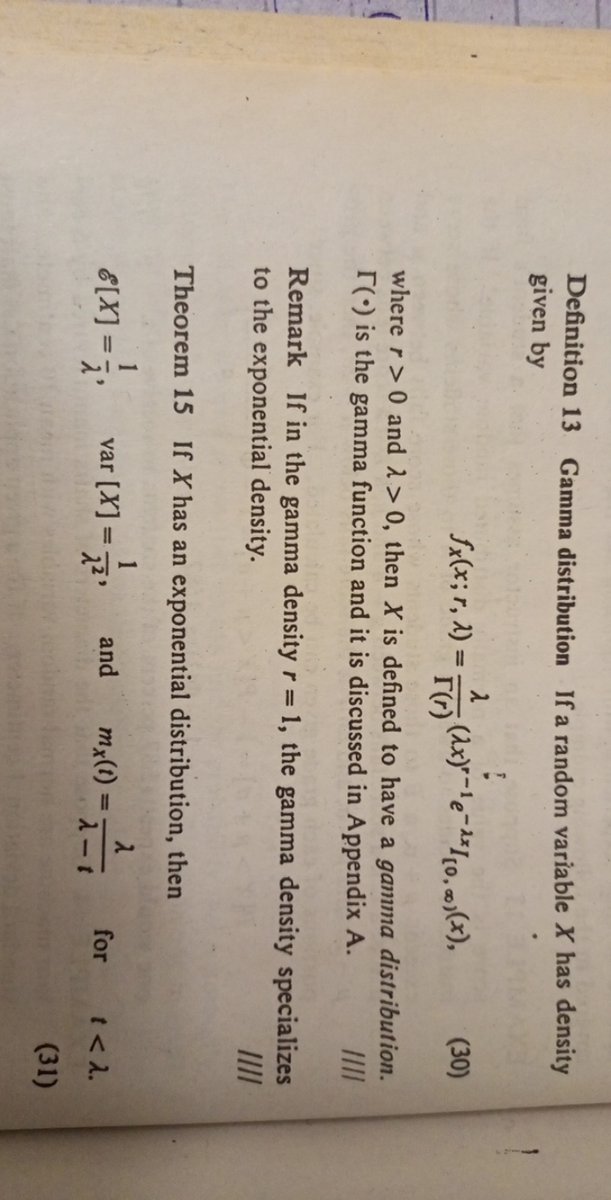 Definition 13 Gamma distribution If a random variable X has density given..