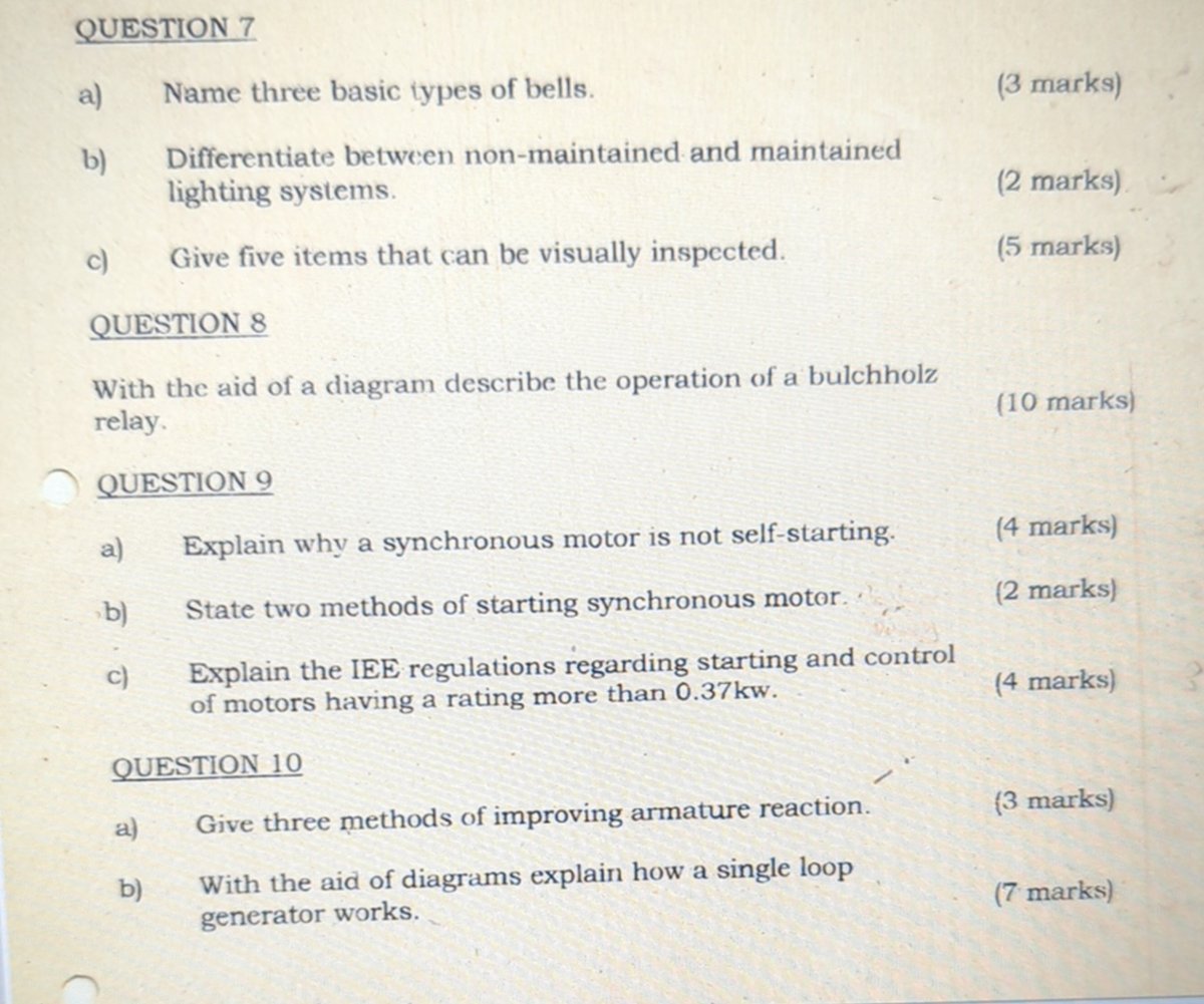 QUESTION 7 a) Name three basic types of bells. (3 marks) b) Differentiate..