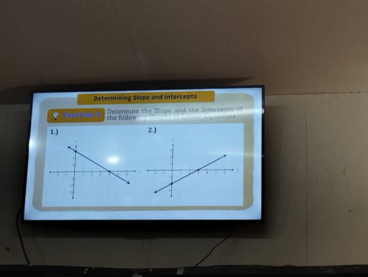 Determining Slope and Intercepts Exercise A: Determine the Slope and the..