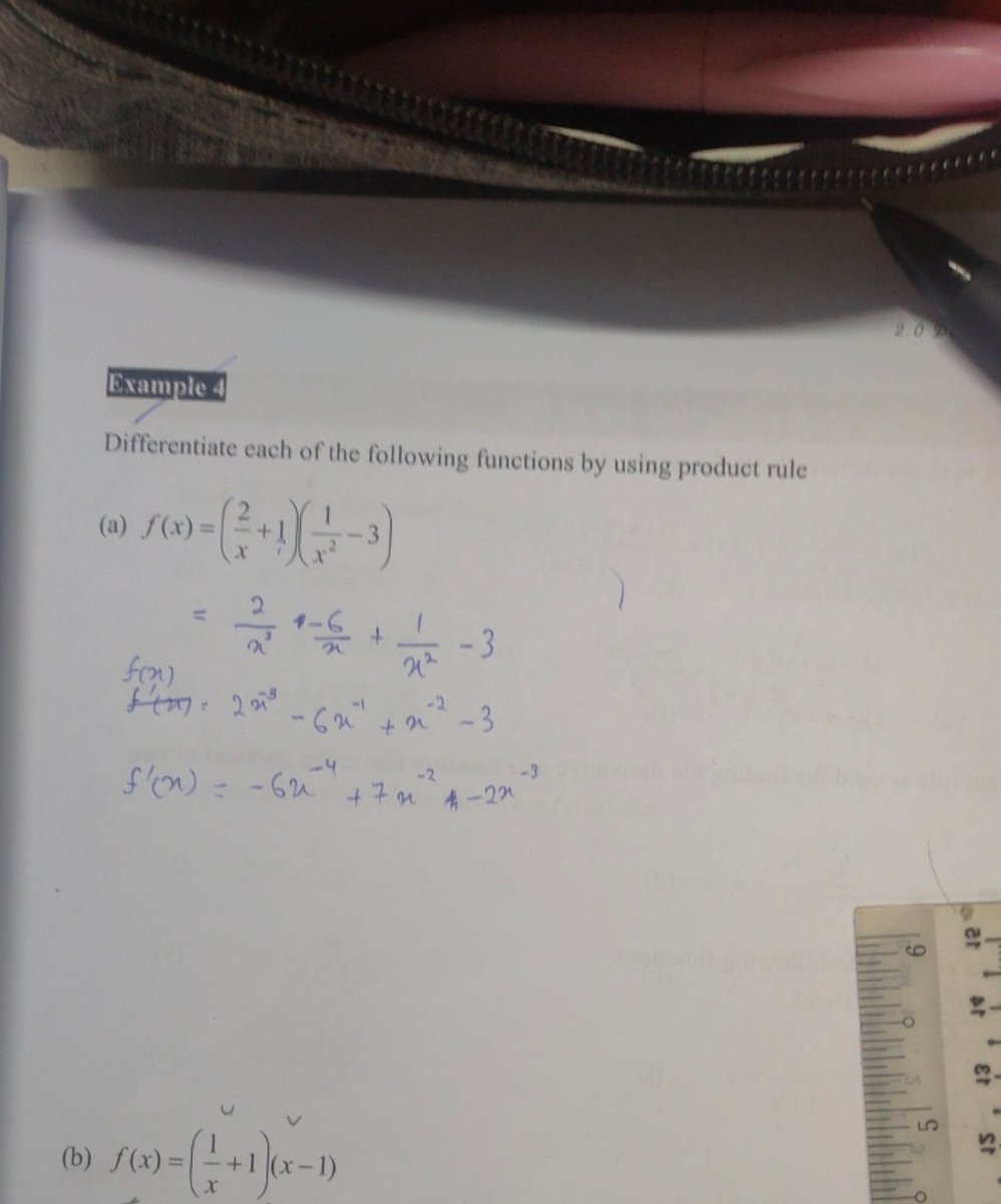 Example 4 Differentiate each of the following functions by using product