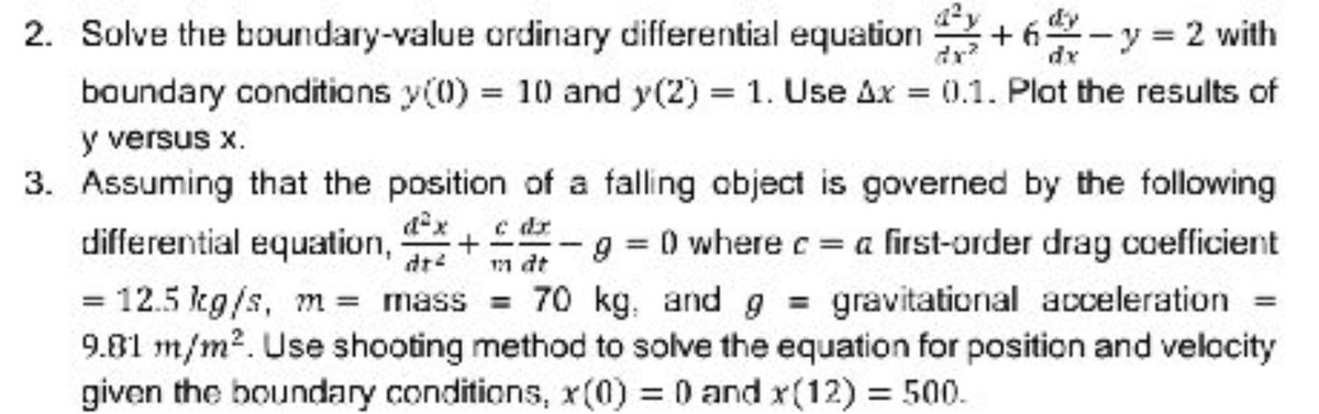 Solve the boundary-value ordinary differential equation \frac{d^2y}{dx^2}..