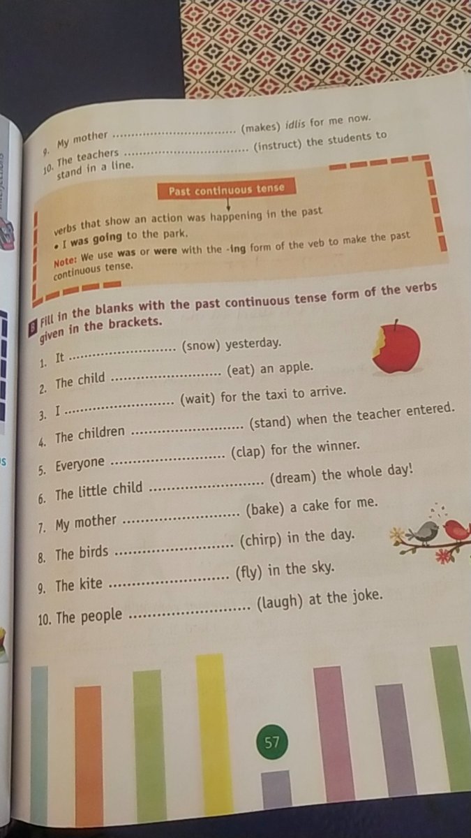 Fill in the blanks with the past continuous tense form of the verbs given..