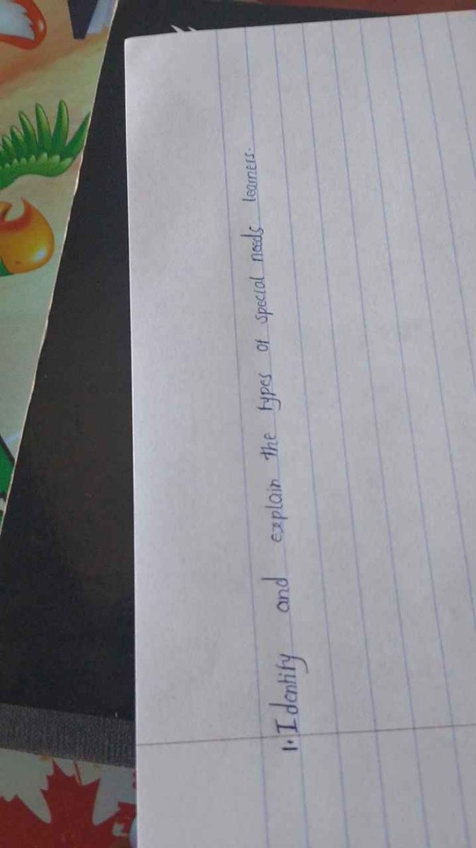 Identify and explain the types of special needs learners. | Filo