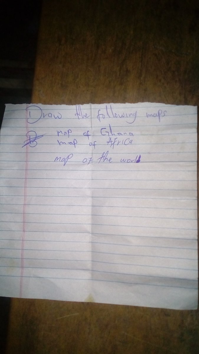 Draw the following maps: Map of Ghana Map of Africa Map of the world..