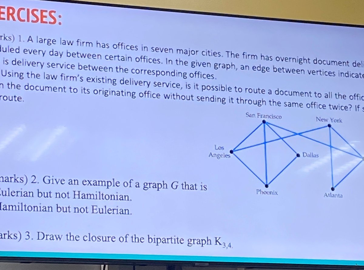EXERCISES: A large law firm has offices in seven major cities. The firm