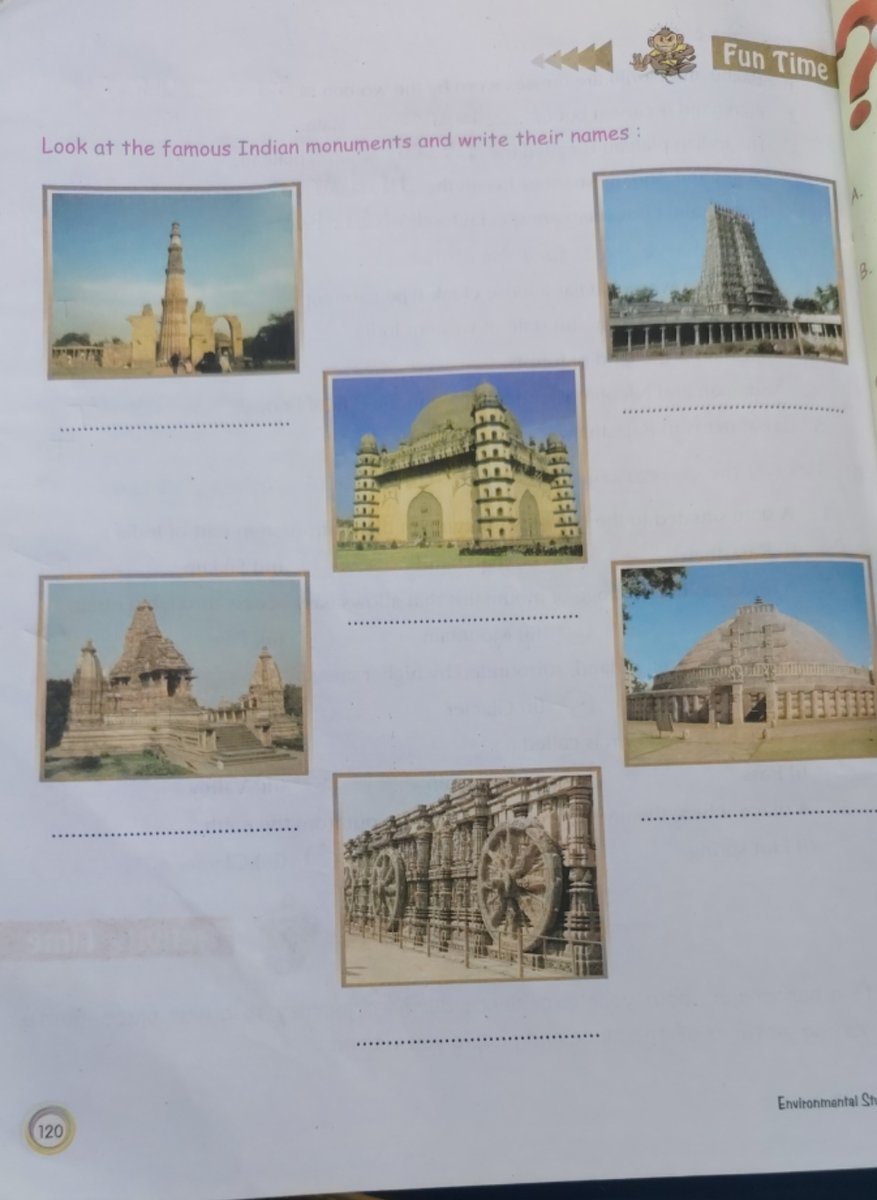 Look at the famous Indian monuments and write their names: | Filo