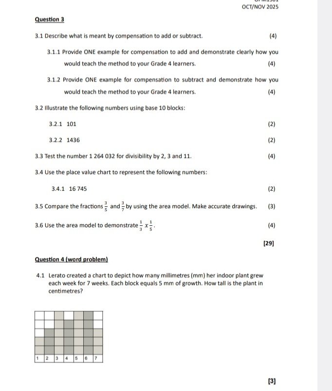 Question 3 3.1 Describe what is meant by compensation to add or subtract..