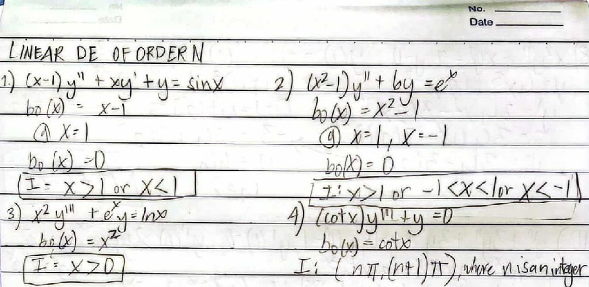 LINEAR DE OF ORDER N 1.) (x-1) y'' + xy' + y = \sin x b_0(x) = x-1