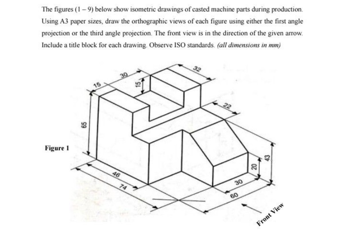 The figures (1-9) below show isometric drawings of casted machine parts d..