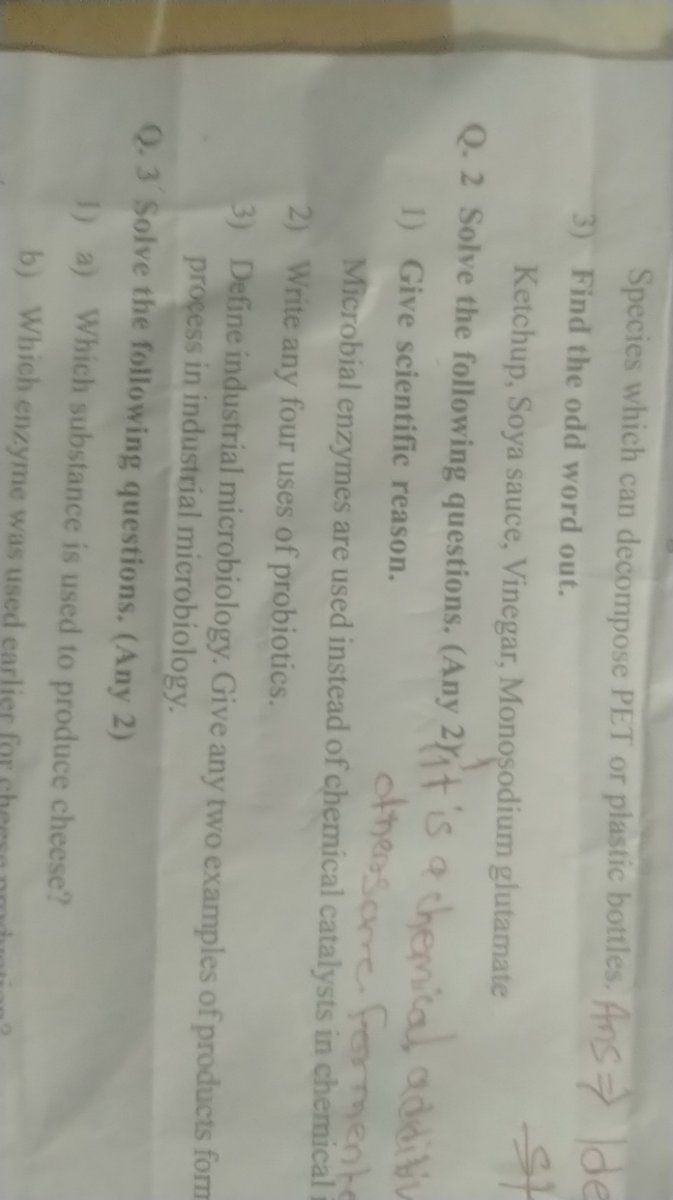 Q. 2 Solve the following questions. (Any 2) 1) Give scientific reason. Mi..