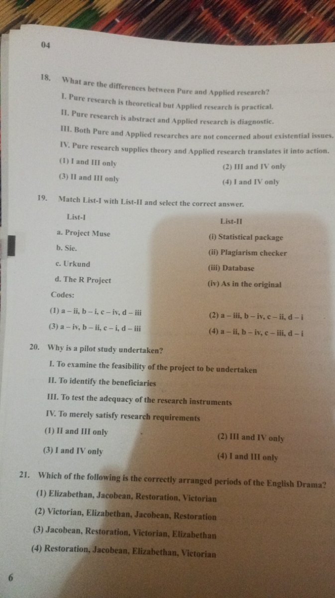 What are the differences between Pure and Applied research? I. Pure resea..