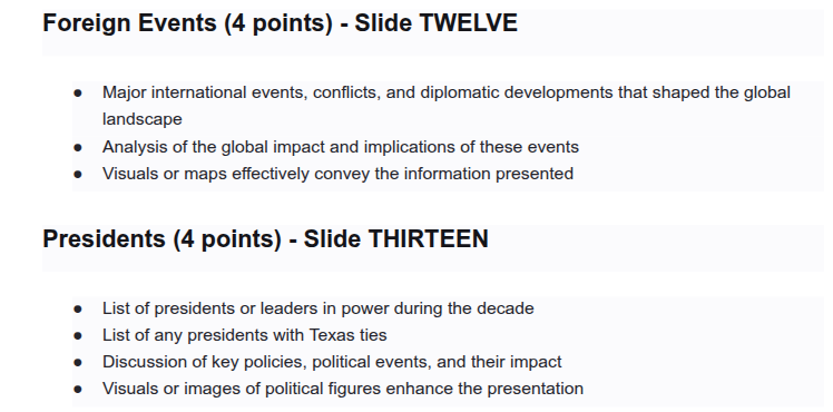 Here are the instructions for two presentation slides: Foreign Events (4..