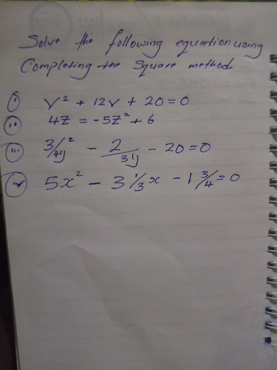 Solve the following equation using the Completing the Square method: y^2..