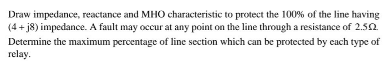 Draw impedance, reactance and MHO characteristic to protect the 100% of t..