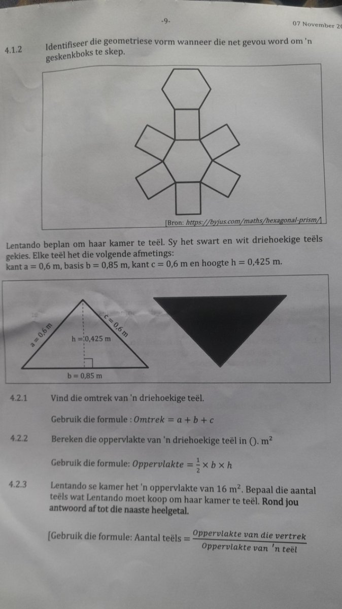 4.1.2 Identifiseer die geometriese vorm wanneer die net gevou word om 'n