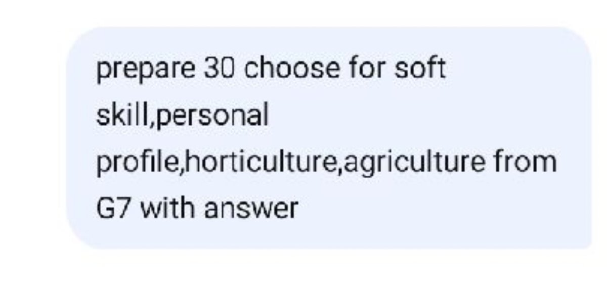 Prepare 30 choose for soft skill, personal profile, horticulture, agricul..