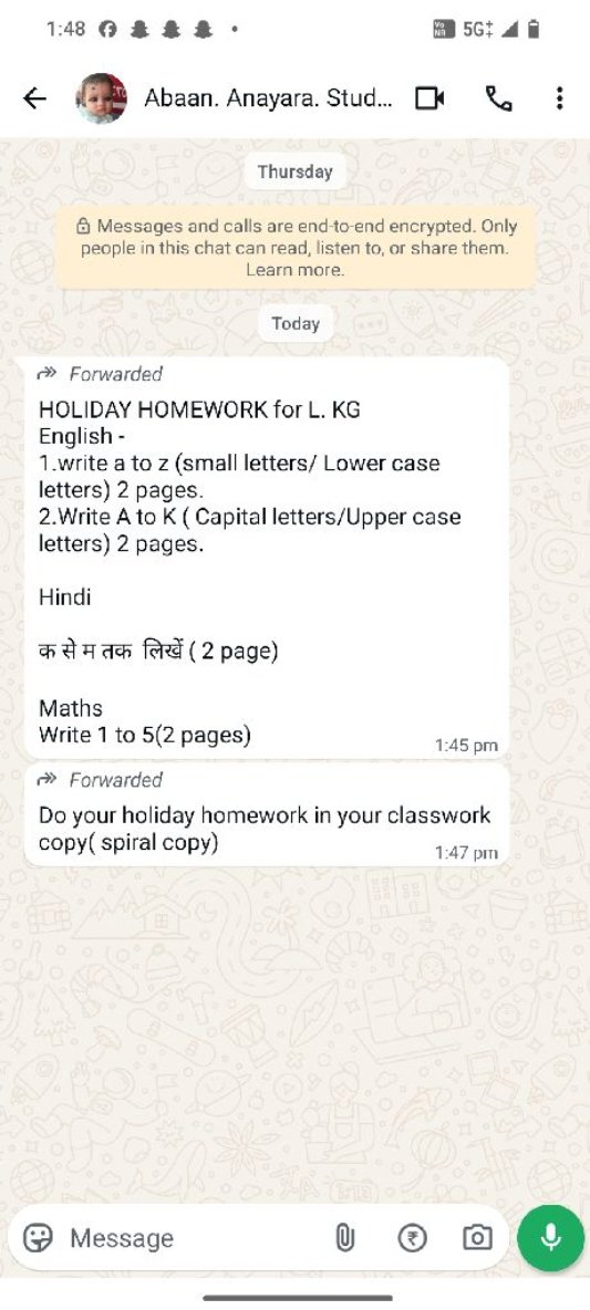 HOLIDAY HOMEWORK for L. KG English - write a to z (small letters/ Lower c..