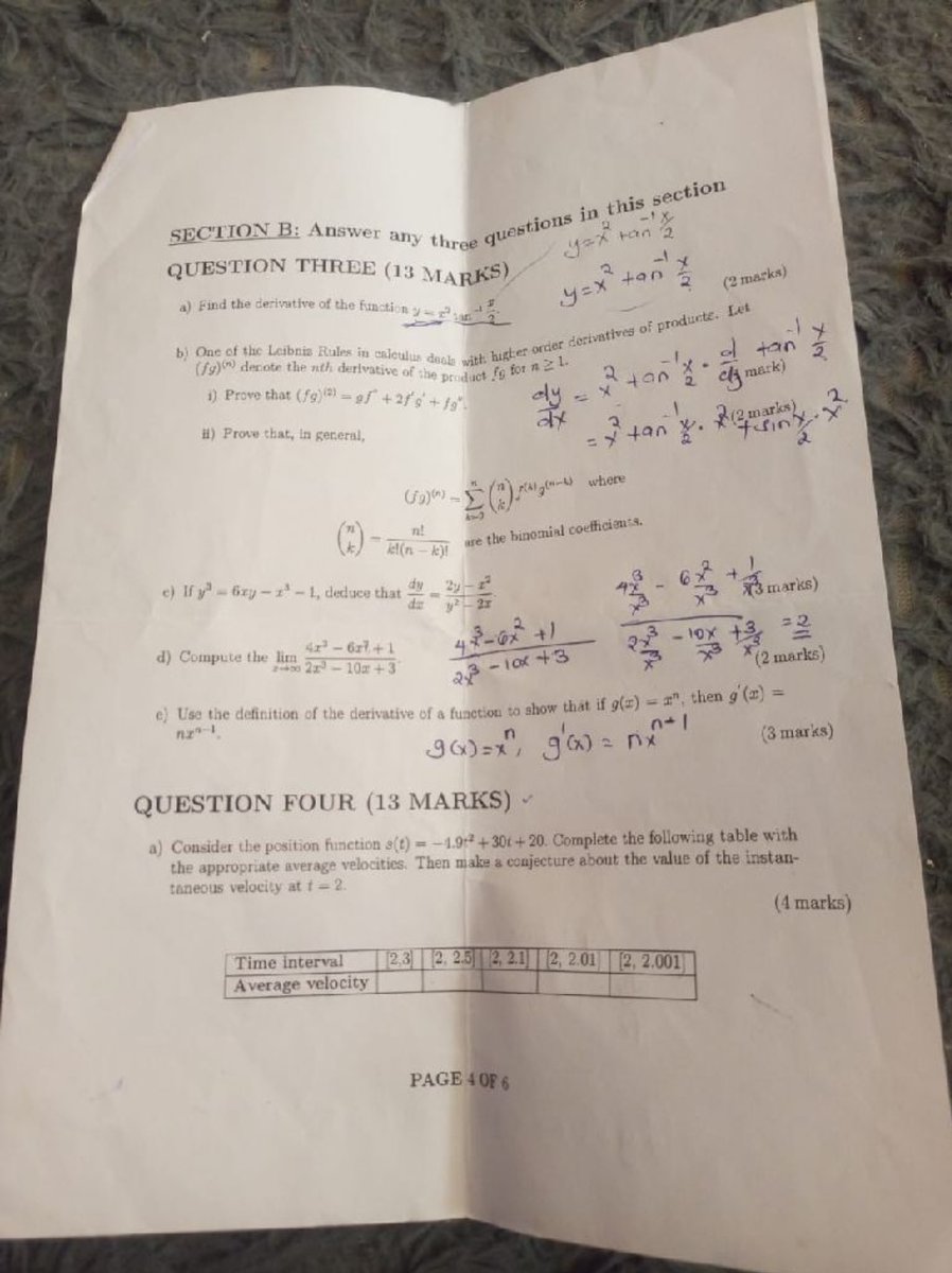 SECTION B: Answer any three questions in this section QUESTION THREE (13..