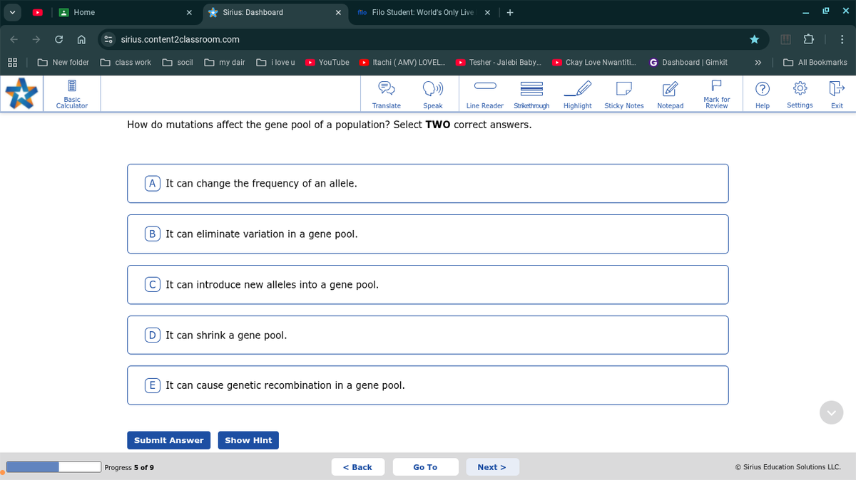 How do mutations affect the gene pool of a population? Select TWO correct..