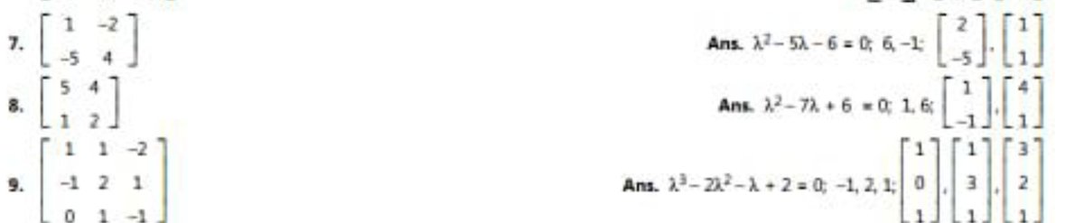 Find the eigenvalues and eigenvectors for the matrix: 1 -2 Find the..