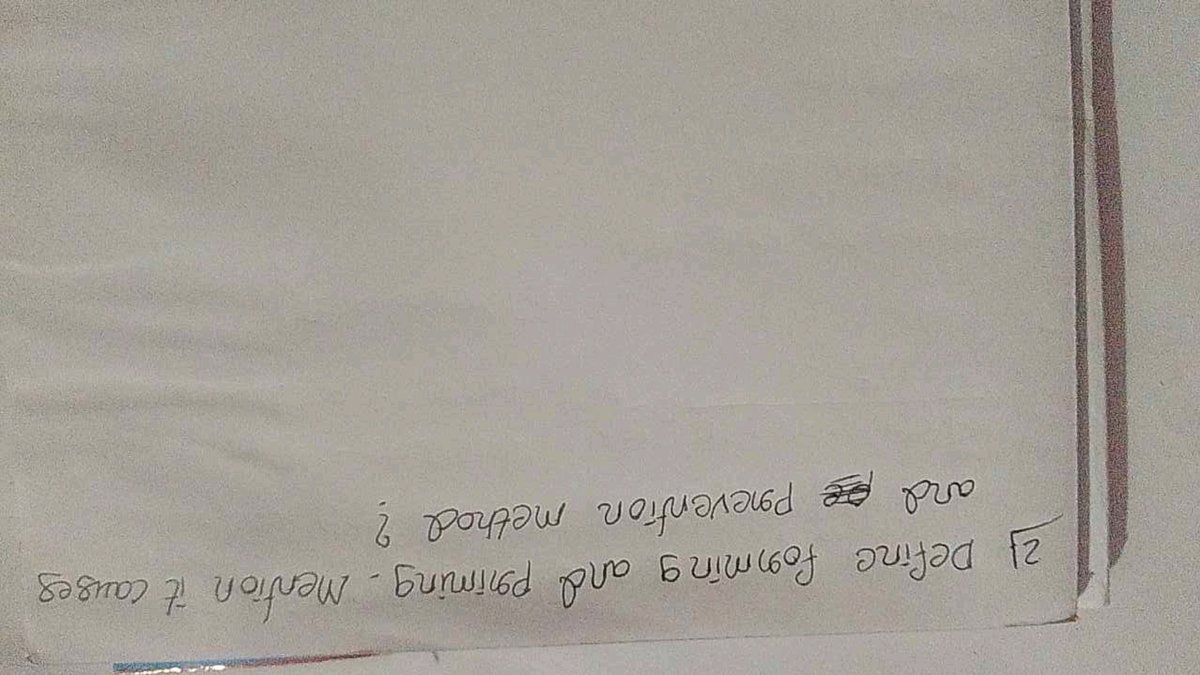 Define foaming and priming. Mention its causes and prevention methods...