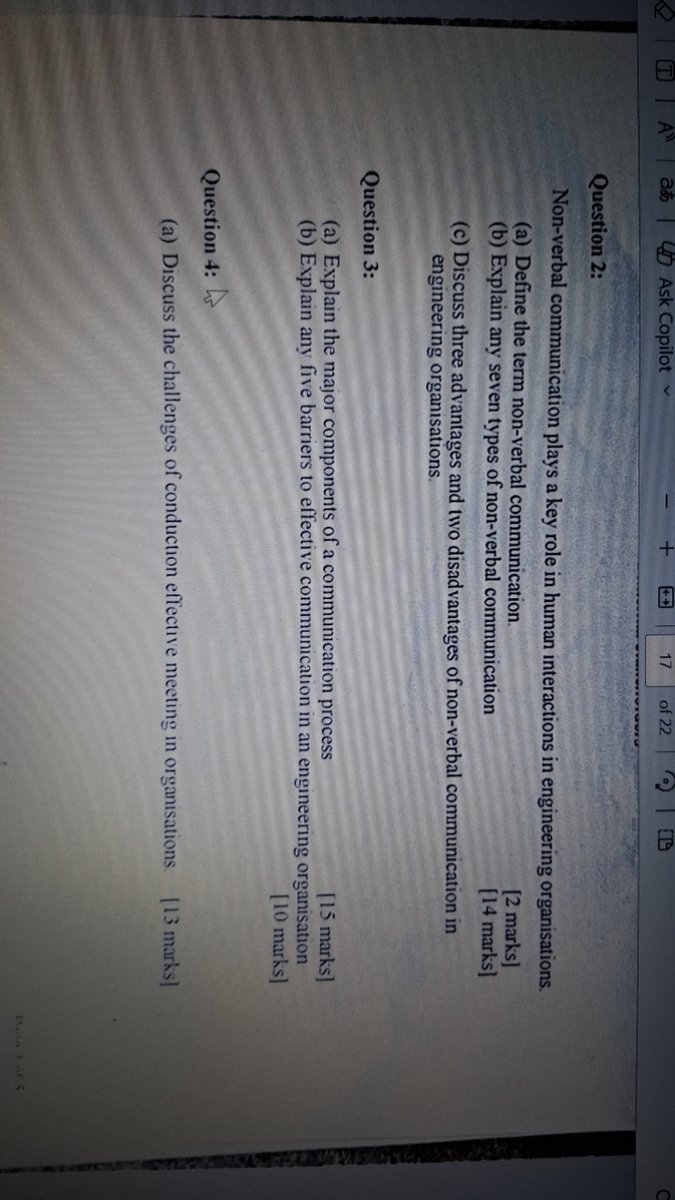 Question 2: Non-verbal communication plays a key role in human interactio..
