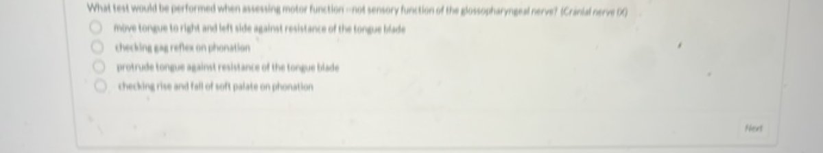 What test would be performed when assessing motor function - not sensory