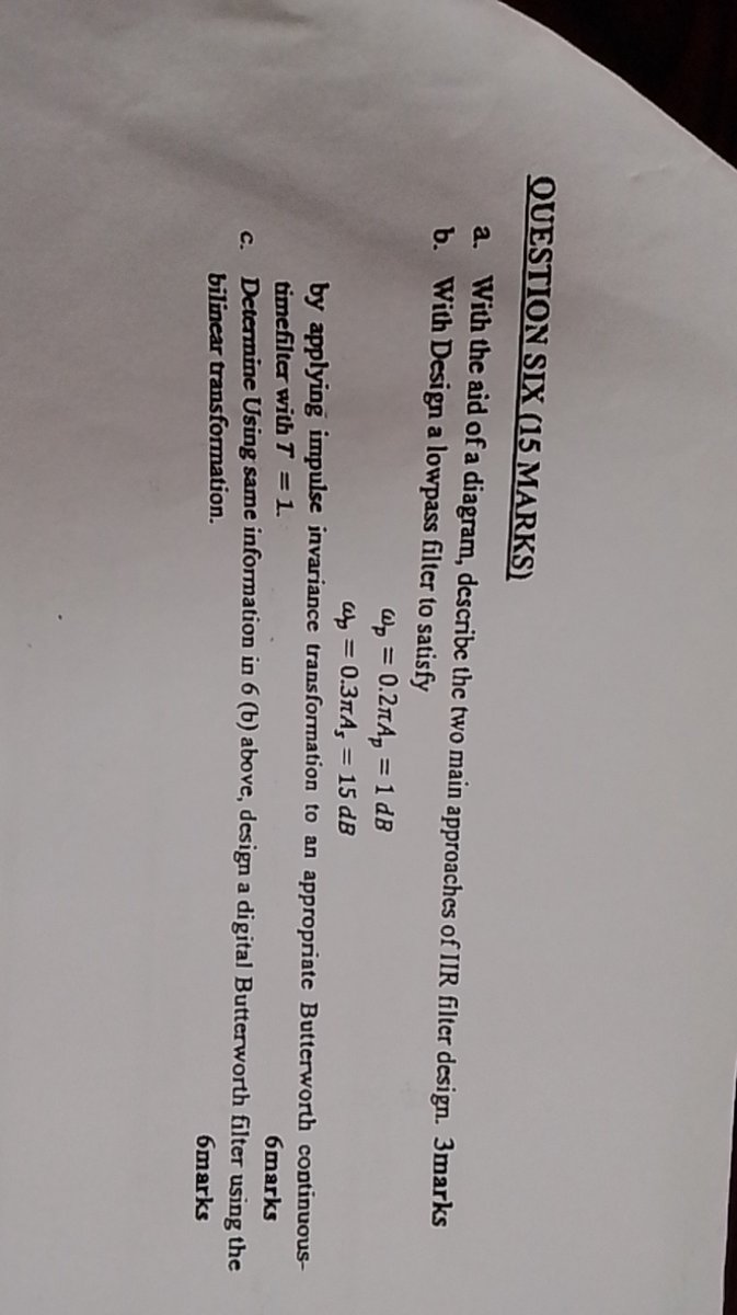 QUESTION SIX (15 MARKS) a. With the aid of a diagram, describe the two m..