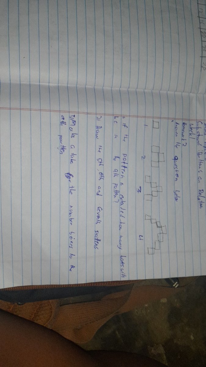 Substrand: Pattern's and Relation Week 1 Homework 2 Answer the question b..