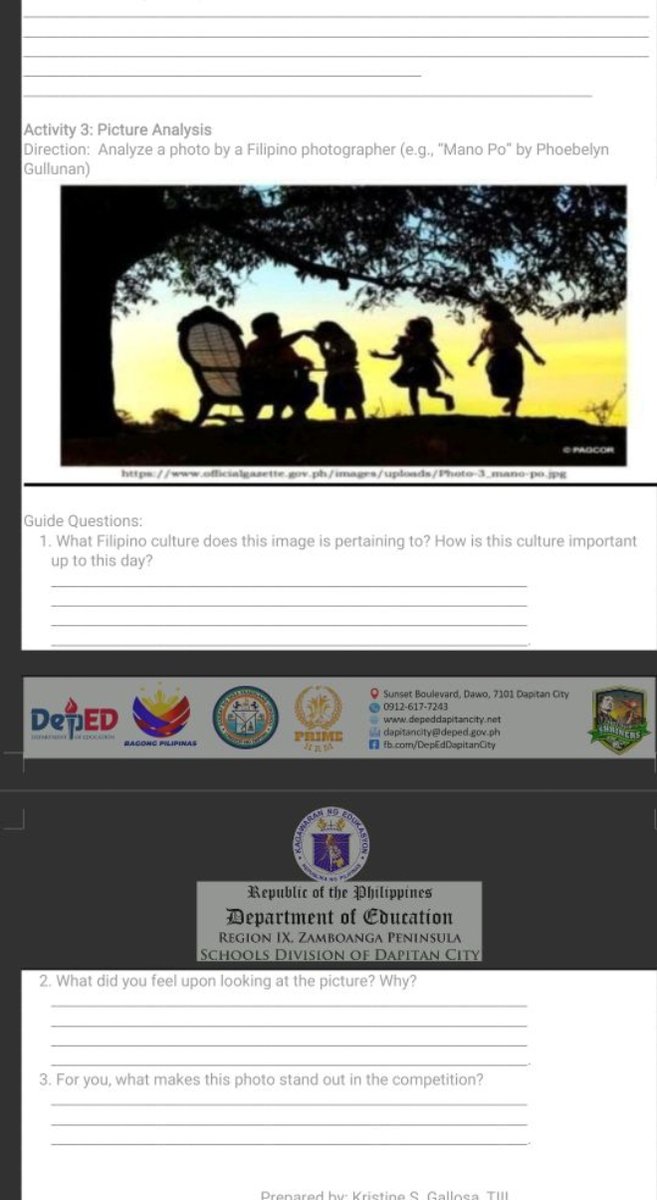Activity 3: Picture Analysis Direction: Analyze a photo by a Filipino pho..