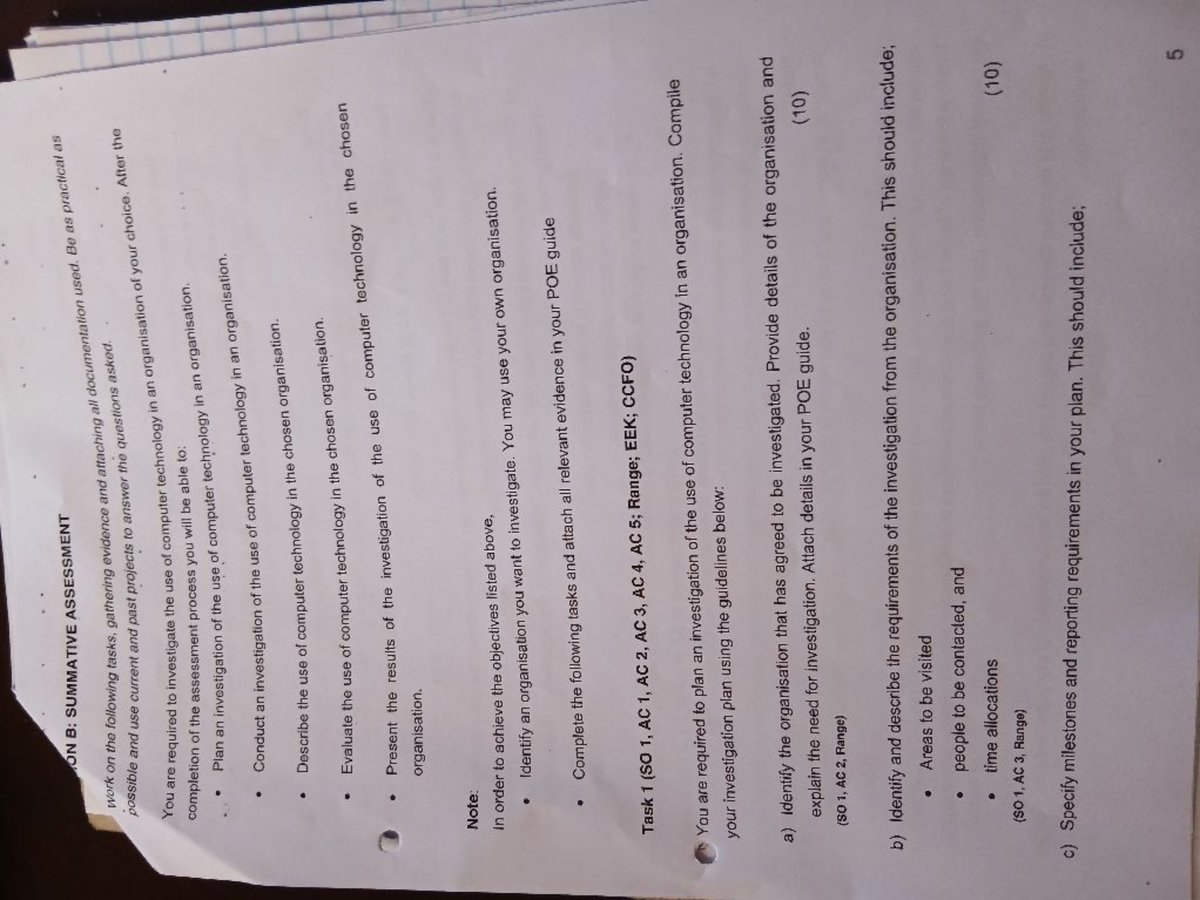 SUMMATIVE ASSESSMENT Work on the following tasks, gathering evidence and..