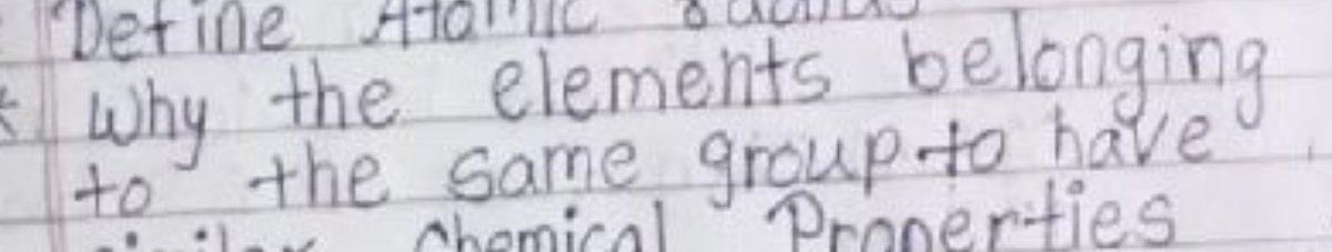 Define Atomic radius. Why do the elements belonging to the same group hav..